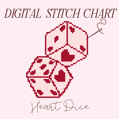 Pink Heart Dice Aesthetic Needlepoint PDF Stitch Chart, Cross Stitch D ...